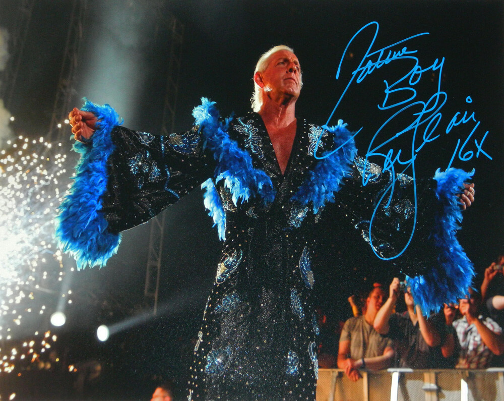 Ric Flair Signed Wrestling Blue Robe Pose 16×20 Photo w/Nature Boy, 16x ...