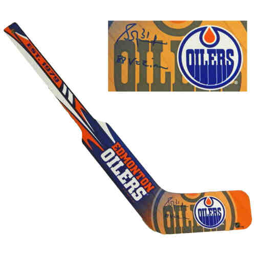 Grant Fuhr Signed Edmonton Oilers Logo Mini Hockey Goalie Stick w/88 ...
