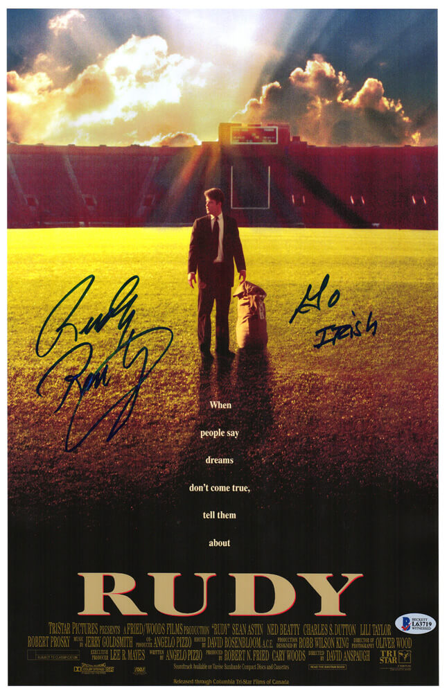 Rudy Ruettiger Signed ‘Rudy’ 11×17 Movie Poster w/Go Irish (Beckett ...