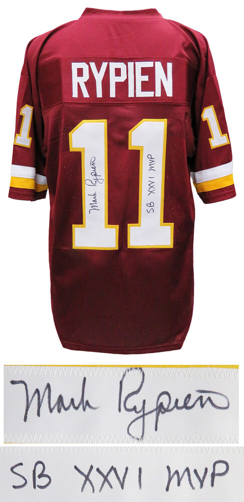 Mark Rypien Signed Red Custom Football Jersey w/SB XXVI MVP – Schwartz ...
