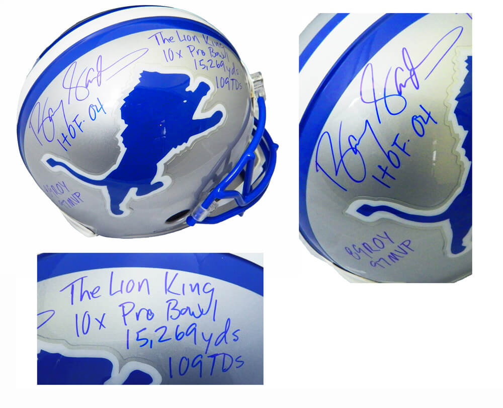 Barry Sanders Signed Lions Riddell Throwback Proline Helmet w/7 ...