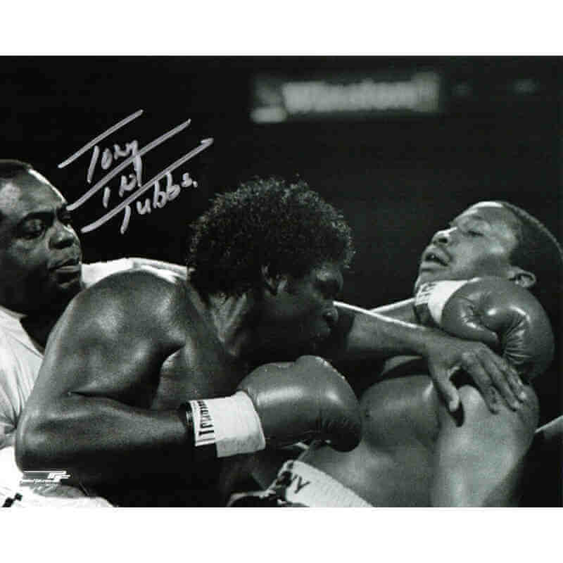 Tony Tubbs Signed Boxing Action B&W 8×10 Photo w/TNT – Schwartz Sports Memorabilia