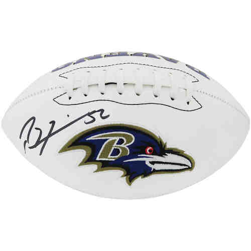 Ray Lewis Signed Baltimore Ravens Jarden White Logo Football – Schwartz ...