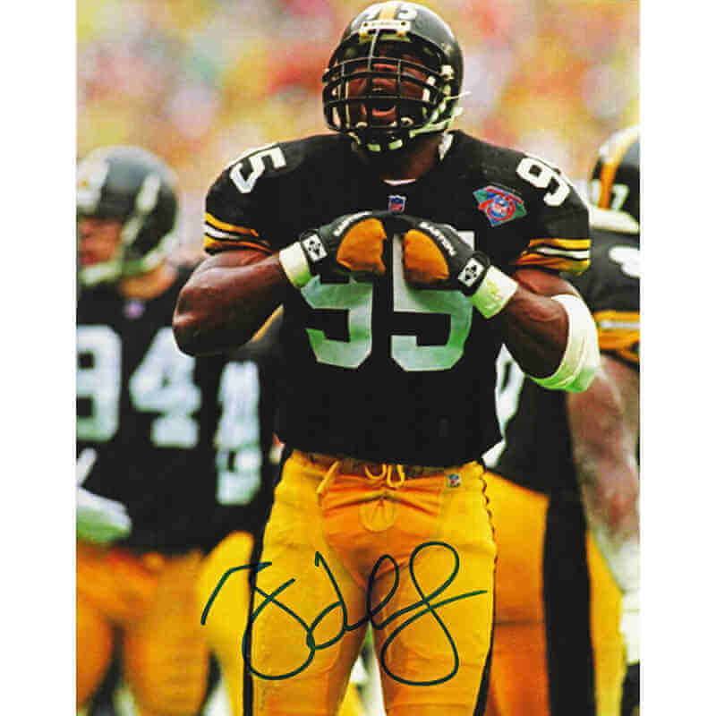 Greg Lloyd Signed Steelers Black 75th Ann Jersey Action 8×10 Photo ...