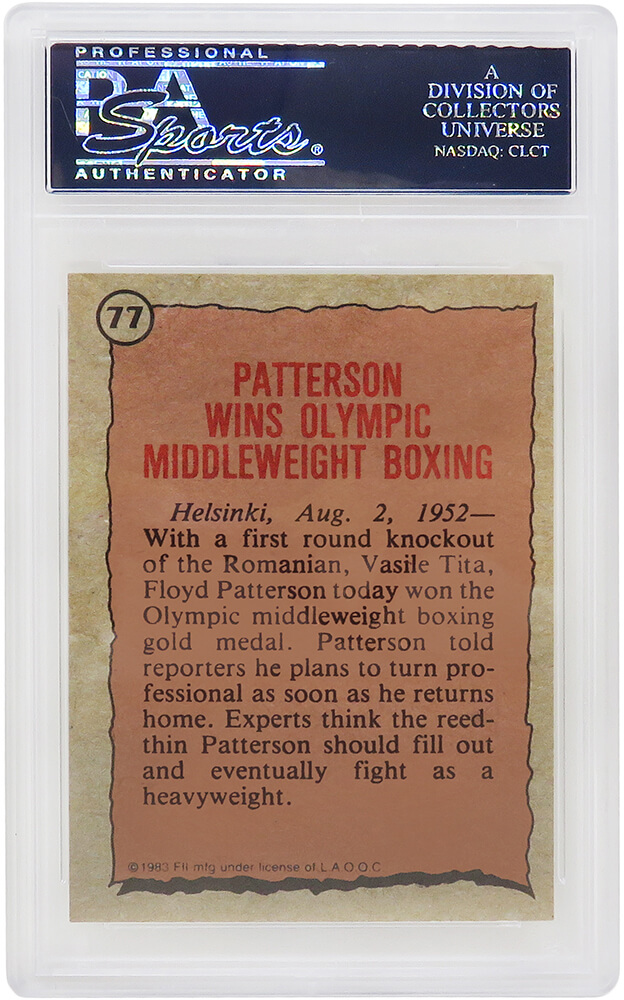 Floyd Patterson Signed 1983 Topps Olympians Boxing Card #77 (In Black ...