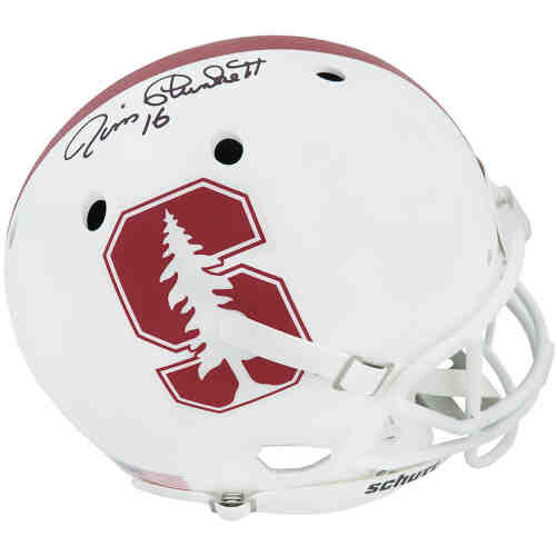 Jim Plunkett Signed Stanford White Tree Logo Schutt Full Size Replica ...