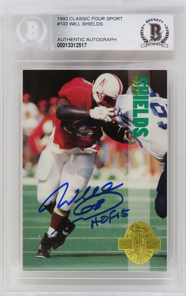 Will Shields Signed 1993 Classic Four Sport Football Rookie Card #103 w ...