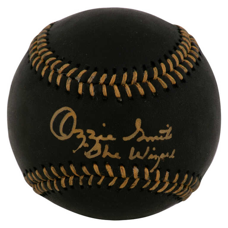 Ozzie Smith Signed Rawlings Official Black MLB Baseball w/The Wizard ...